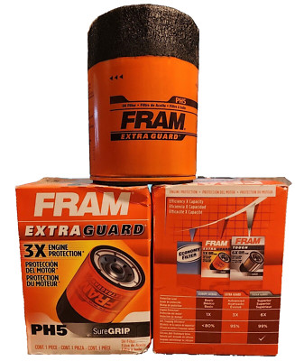 (3) FRAM PH5 Oil Filter EXTRA GUARD - 10K Mile Change Interval Spin-On ...