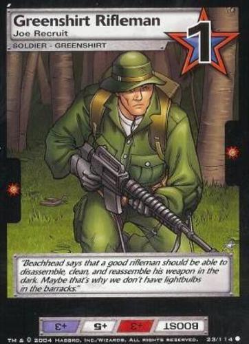 GI Joe TCG: Greenshirt Rifleman, Joe Recruit [Played] from set GI Joe ...