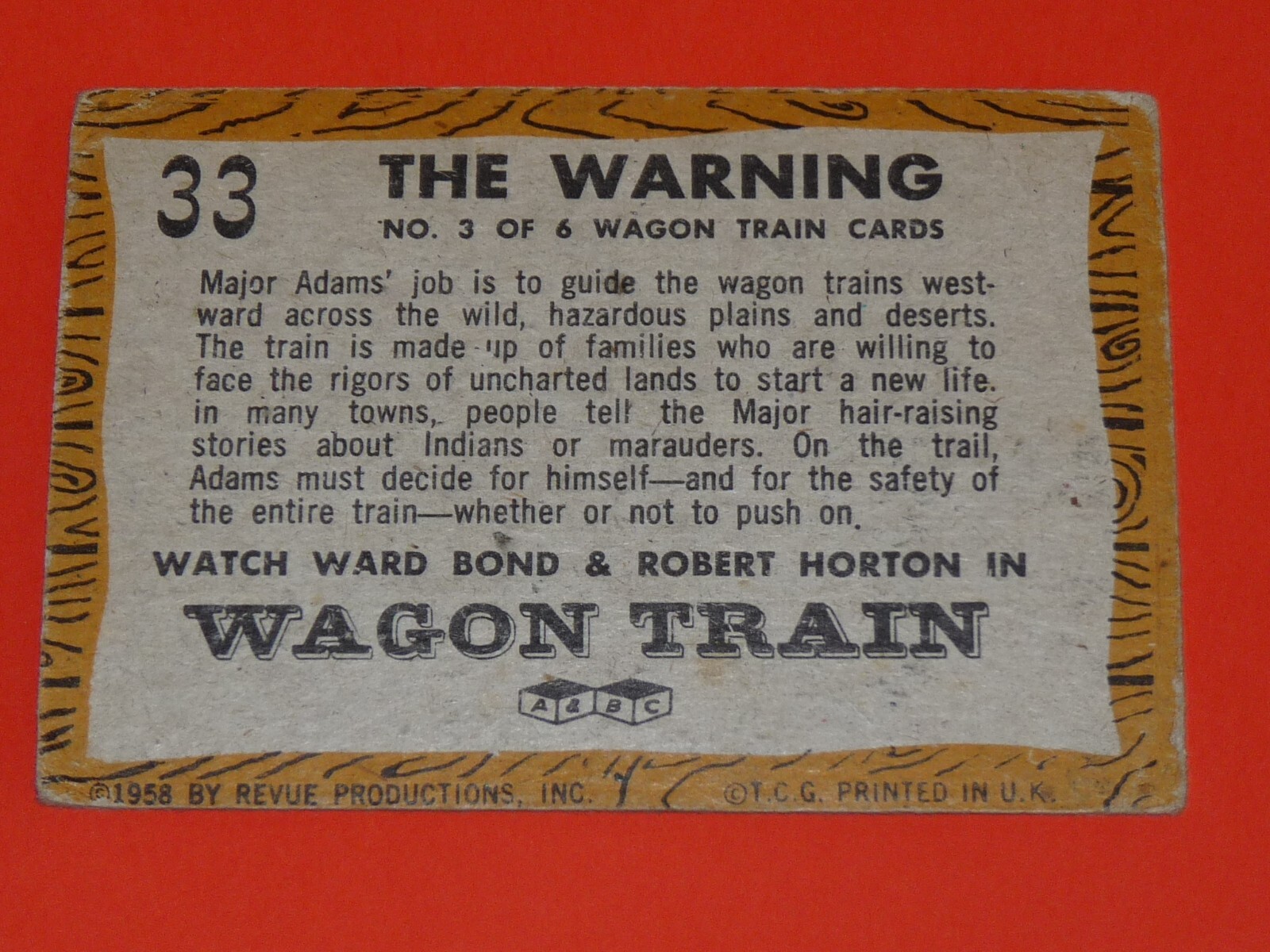 A & BC GUM CARD 1959 WESTERN SERIES TV WAGON TRAIN WARD BOND MAJOR SETH ...