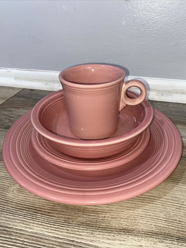 Fiestaware Rose Pink 4 Piece Set Dinner Plate Salad Plate Soup Bowl And ...