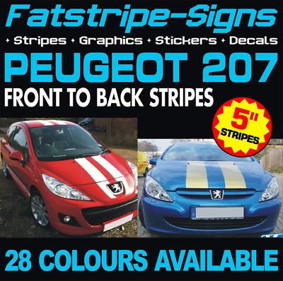 to fit PEUGEOT 207 STRIPES GRAPHICS DECALS STICKERS VINYL GTI PUG 1.6 1 ...
