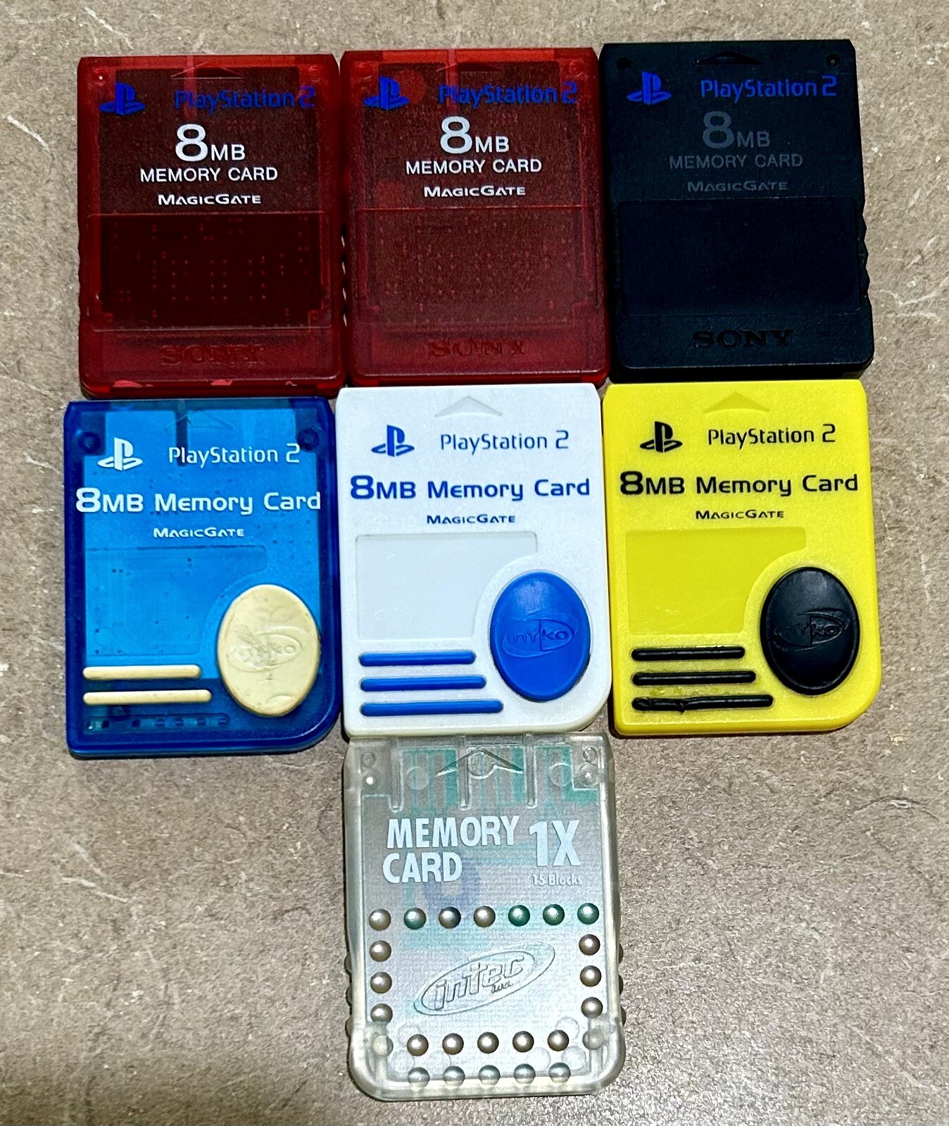 Sony PlayStation 2 PS2 Memory Cards Lot Of 7 (8MB) OEM, MagicGate, and ...