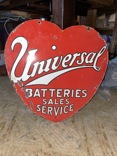 Old Universal Batteries Double Sided Porcelain Sign | eBay