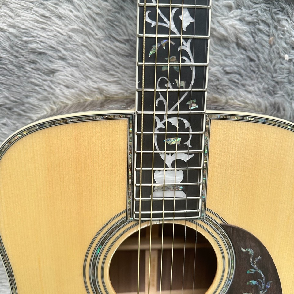 Custom D-100 Deluxe Acoustic Guitar Natural Abalone Pearl Inlay | eBay