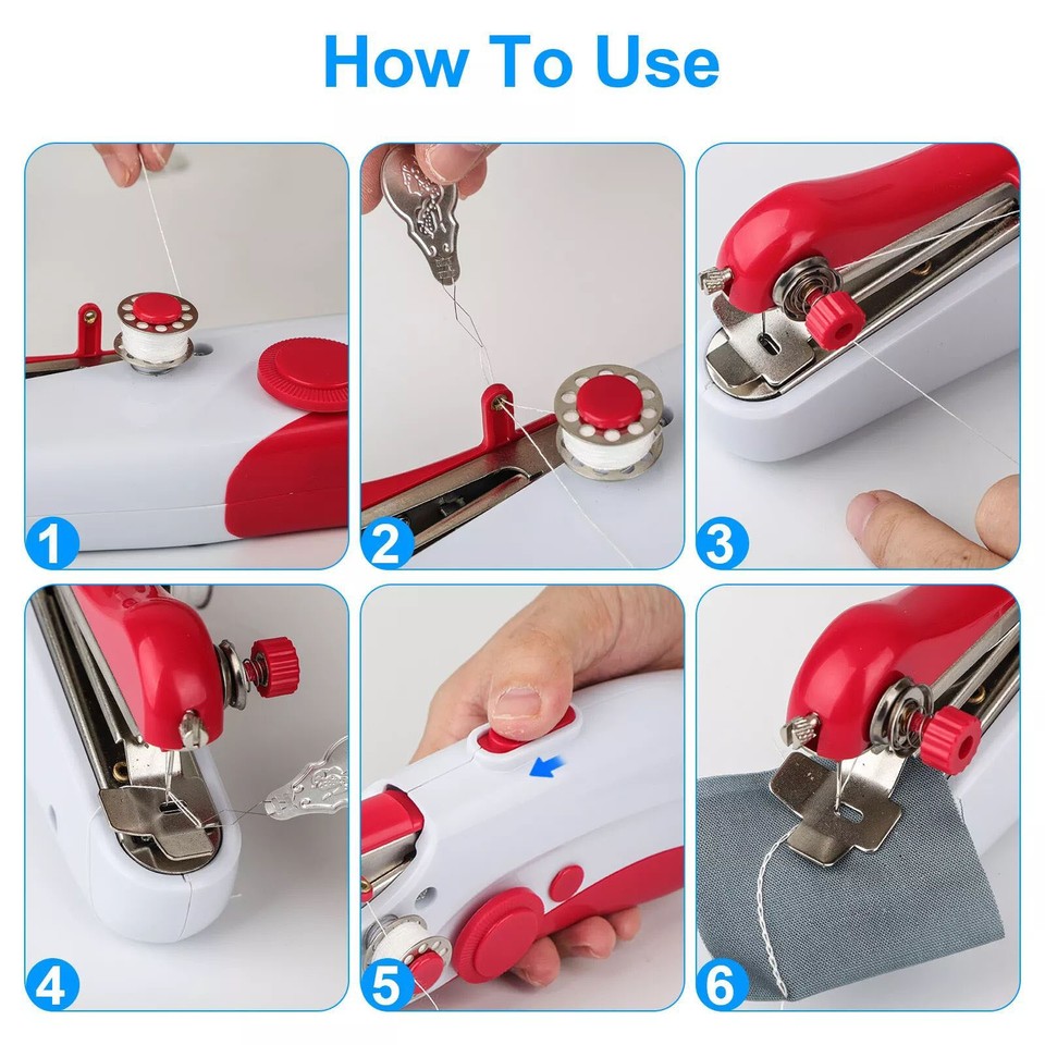 Portable Mini Compact Handheld Sewing Machine Cordless Travel Home Tool ...