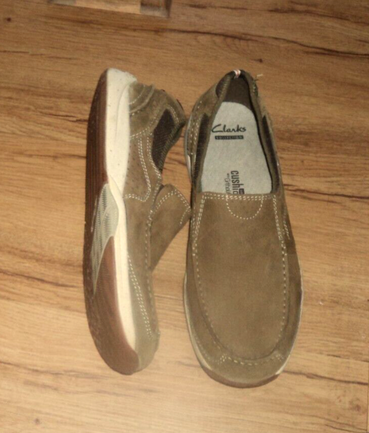 New Clarks Men's Size 9.5 Allston Free Brown Nubuck Leather Slip-On ...