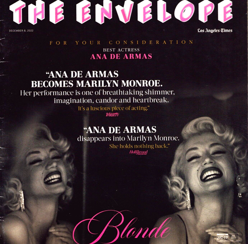 The Envelope Magazine December 8, 2022 Ana De Armas Marilyn Monroe ...