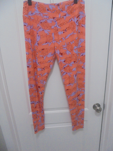 LuLaRoe Womens Coral Multi Color Floral Elastic Waist Leggings Size TC ...