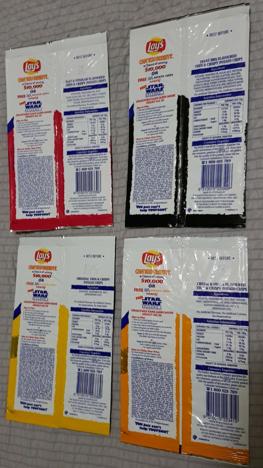 Old Lays Dorito's Star Wars (episode 1) empty Tazo chip Packets x12 ...