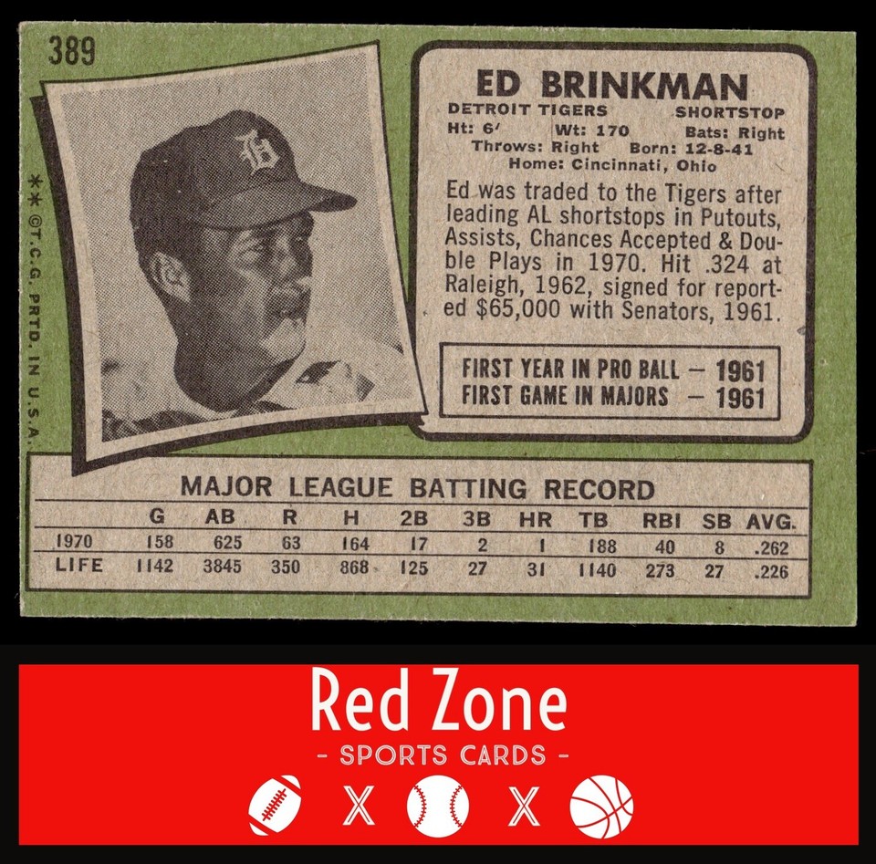 1971 Topps - #389 Ed Brinkman EX+ | eBay