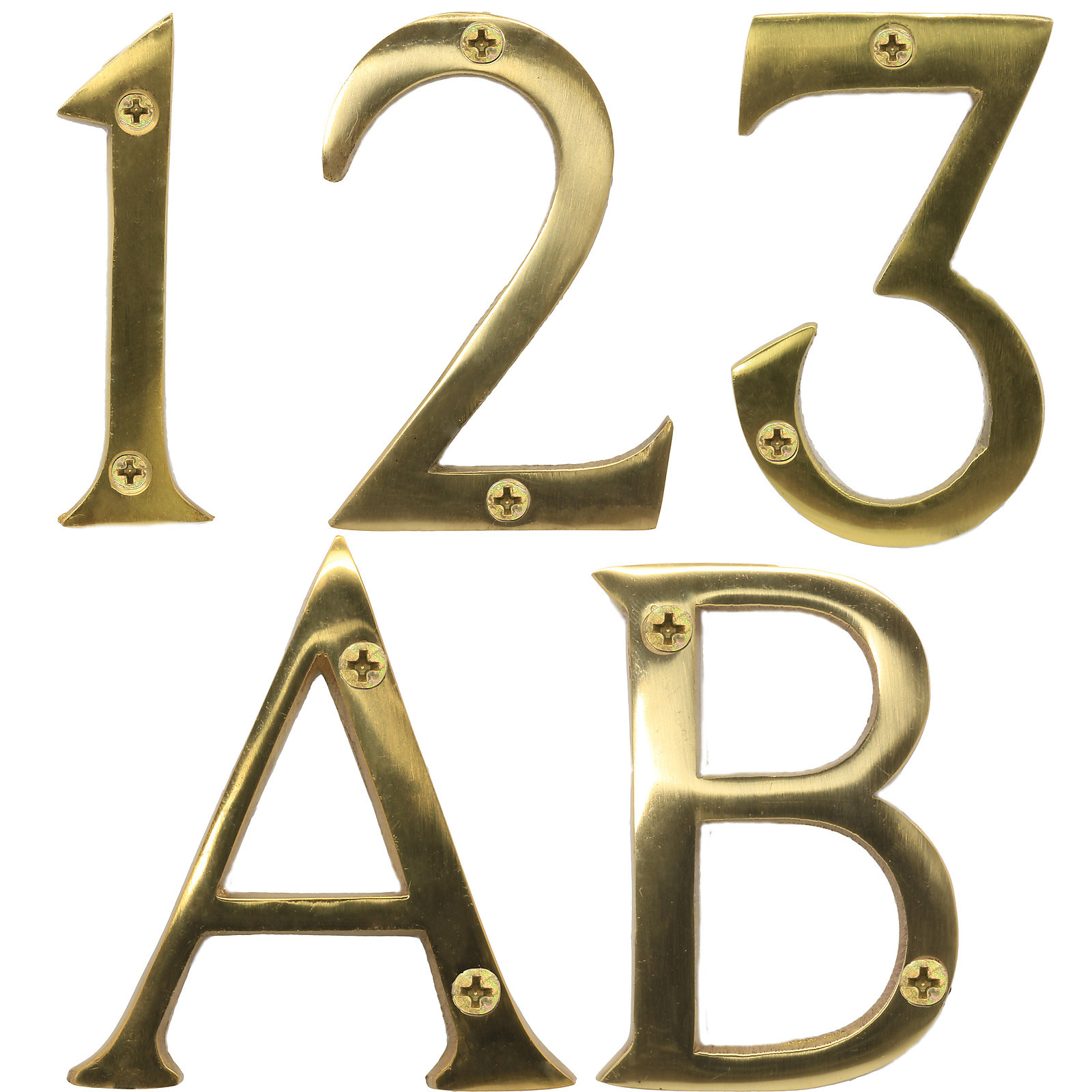 LARGE SOLID BRASS NUMBERS LETTERS WITH SCREWS 3/75mm House Home Front ...