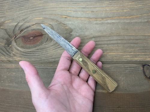 Vintage Hi Carbon Steel Paring Knife 3.25” Blade Forgecraft Brown Wood ...