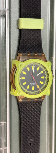IN ORIGINAL BOX Vintage 1990 Swatch Watch BMX Model GP103 w Yellow ...