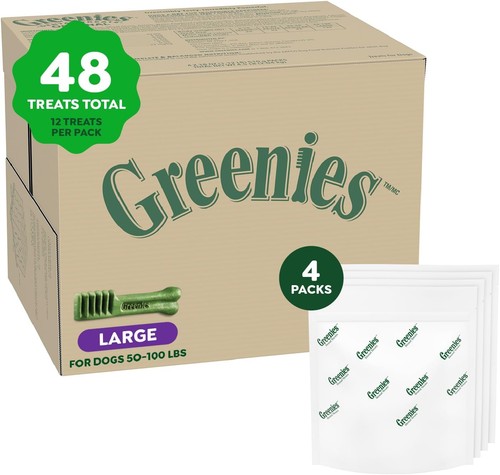 Greenies Original Large Dental Dog Treats, (4) 12 ct Packs (48 Treats ...
