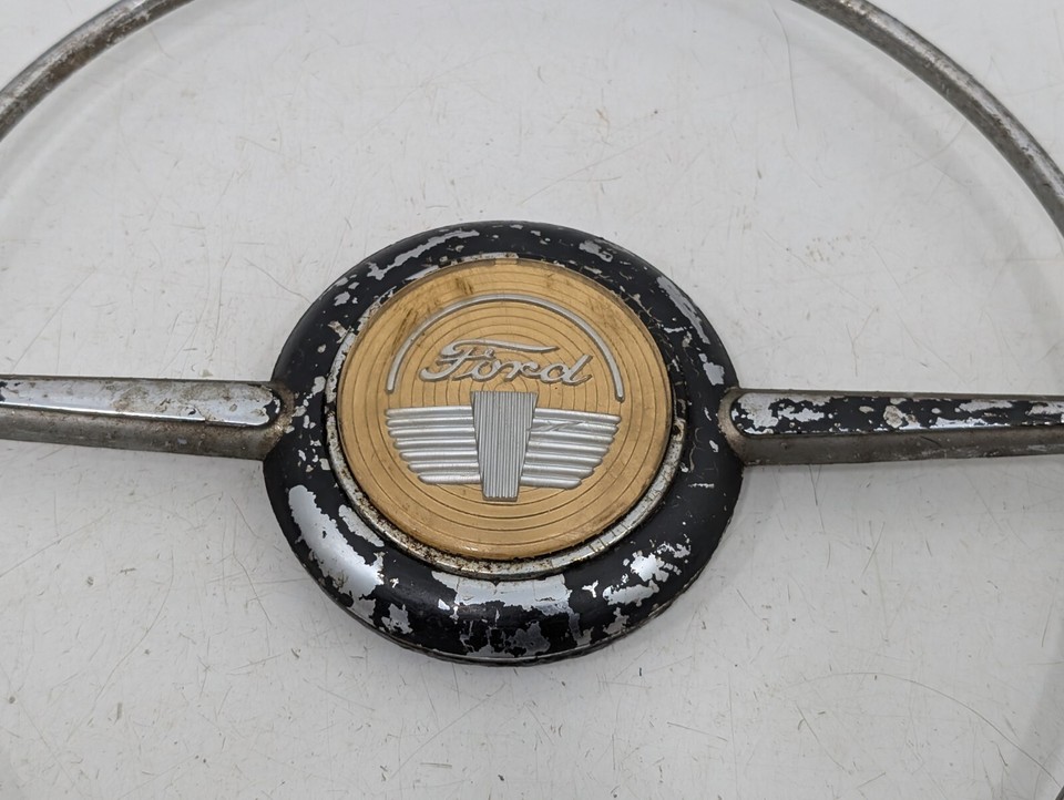 VINTAGE OEM FORD HORN RING BUTTON EMBLEM STEERING WHEEL TRIM USED PART ...