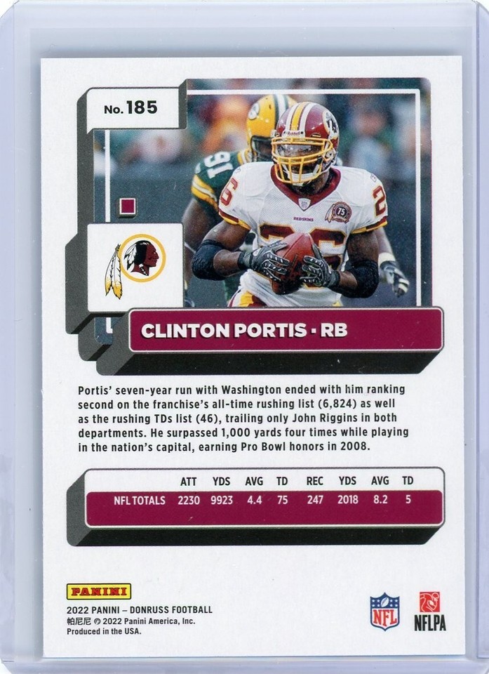 Clinton Portis 2022 Panini Donruss Blue Press Proof #185 Washington ...