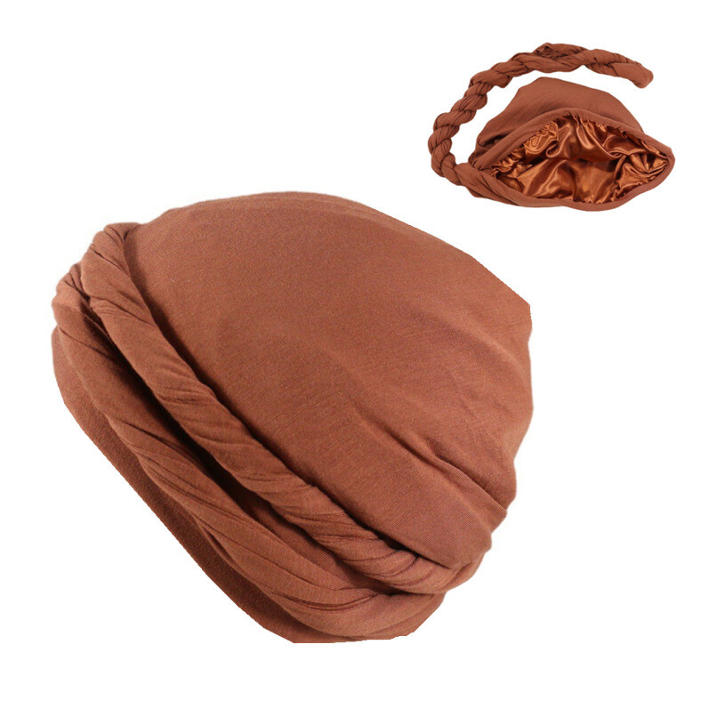 Turban Durag for Men Unisex Satin Silk Lined Elastic Turban Head Wrap ...