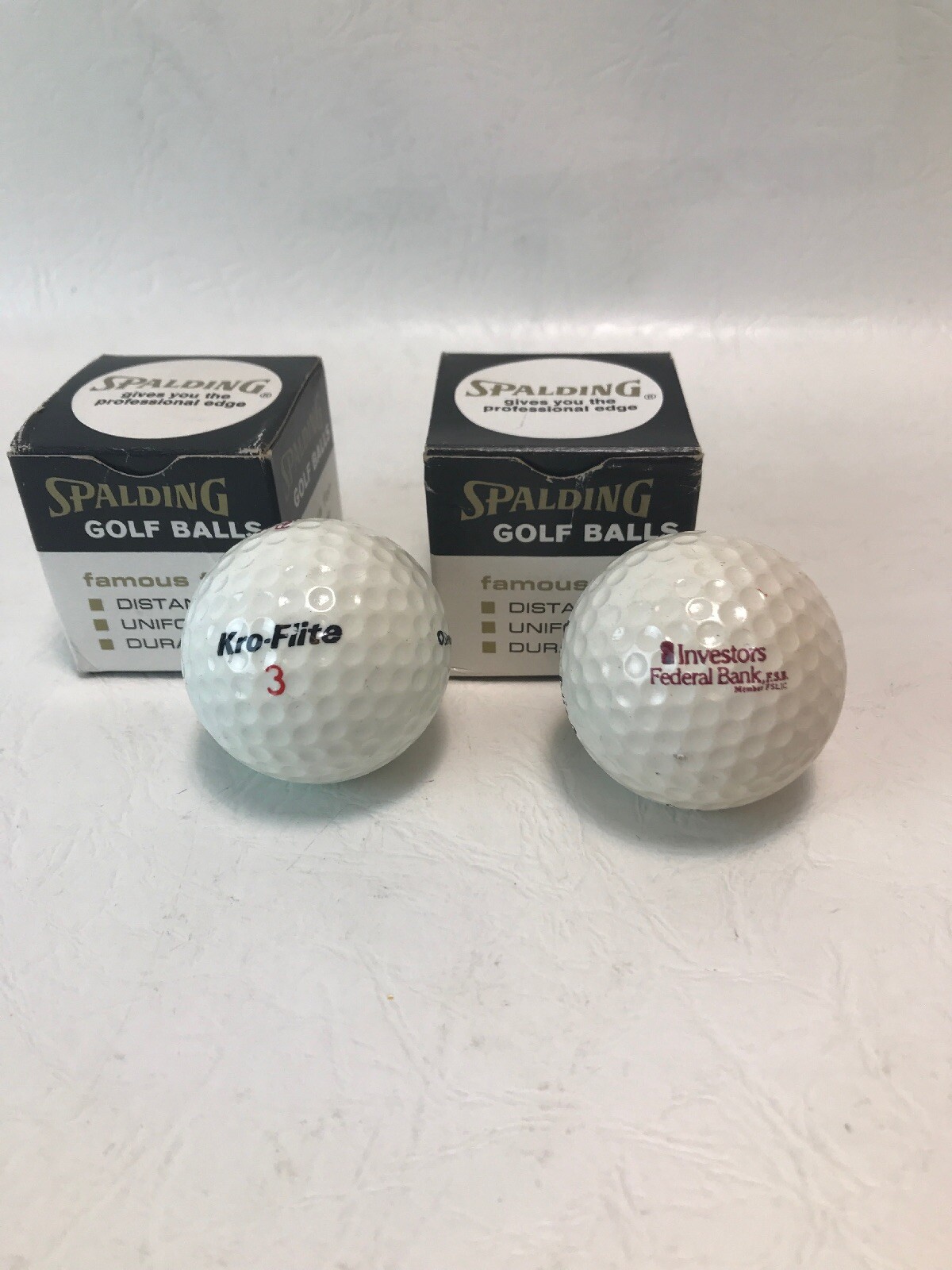 2 Vintage Kro-Flite Spalding Golf Balls #3 & #4 Investors Federal Bank ...