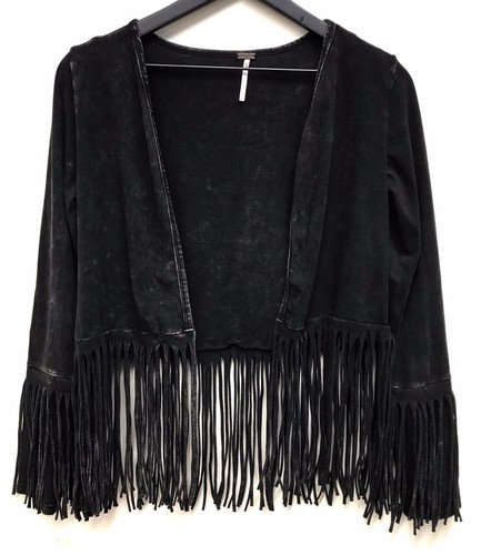 Poof! Jacket Gothic Detressed Black Fringed Jacket Sequence Western ...