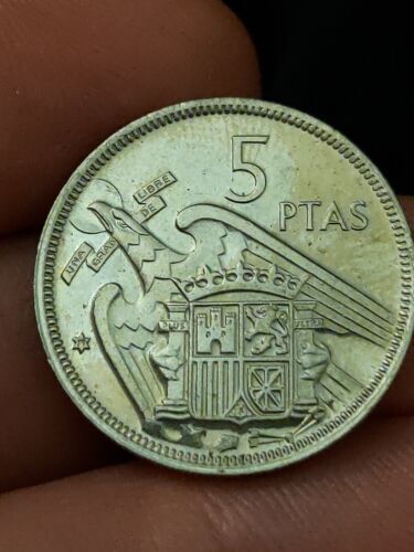 COIN / SPAIN 5 PESETAS 1957 mark 71? Five PTAS XF coin Kayihan coins T6 ...
