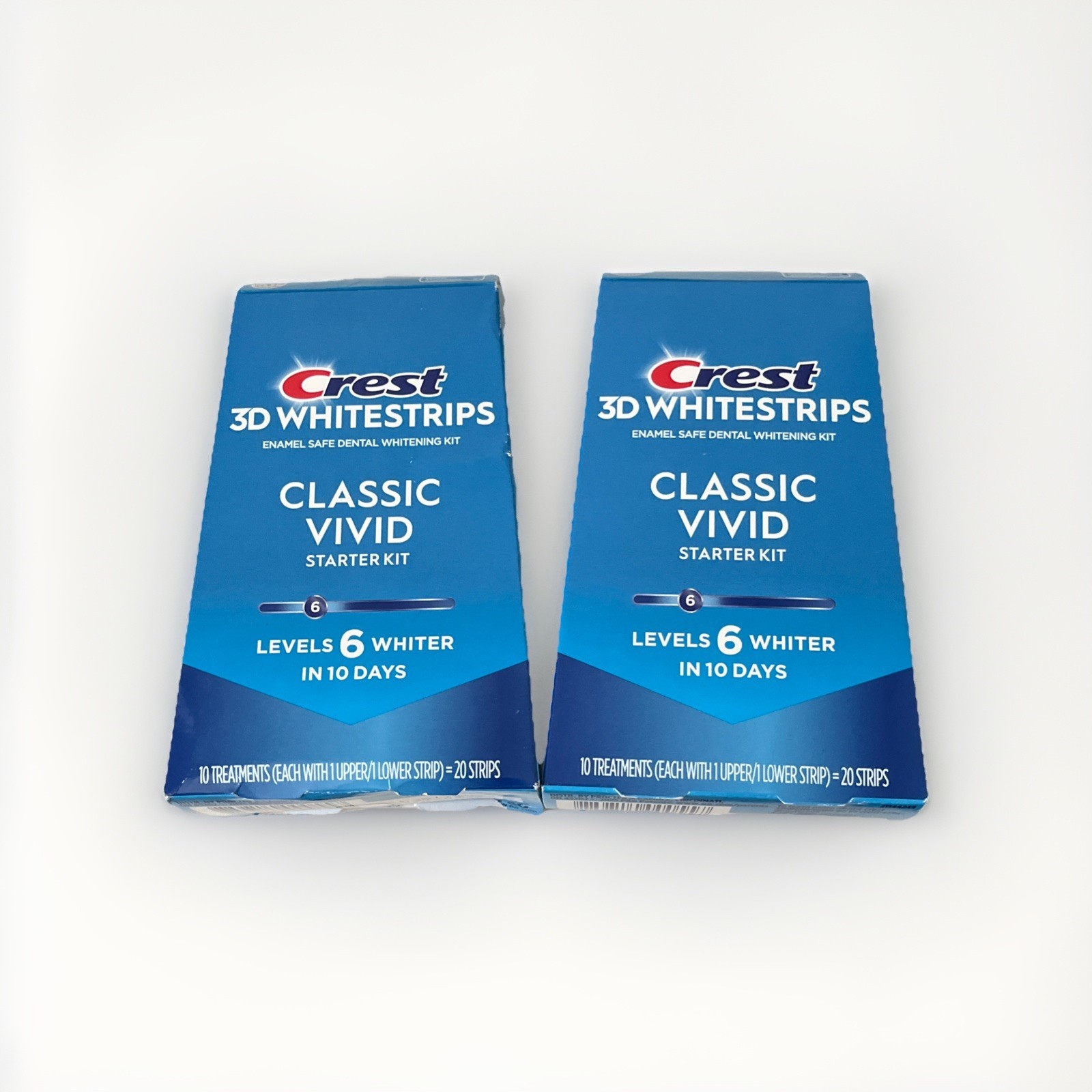 2X Brand New Crest 3D Whitestrips Classic Vivid Level 6 - 20 Strips Exp ...