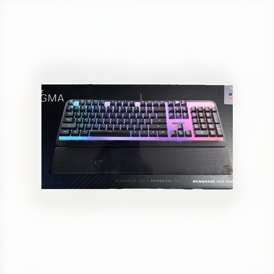 Roccat Magma Membrane RGB Backlight Keyboard Palm Rest Detachable Quiet ...