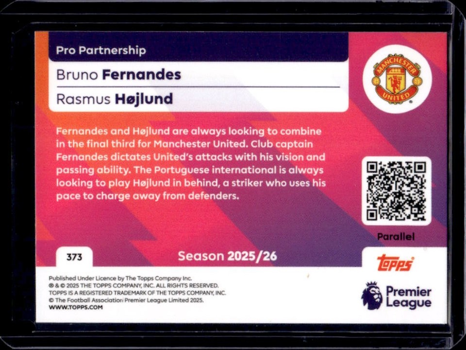 2025-26 Topps Bruno Fernandes Pro Partnership Rasmus Hojlund B&W ...