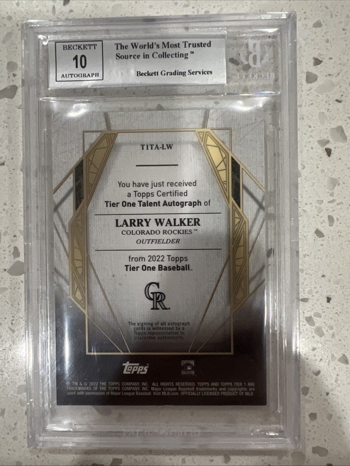 2022 Topps Tier One Talent Auto Larry Walker Bronze Ink On-Card Auto ...