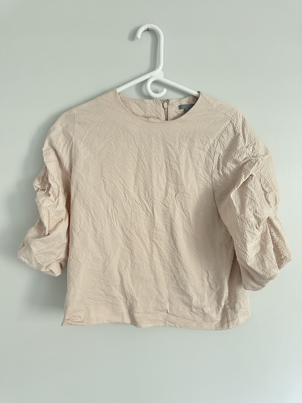 COS Blouse Pink Top Puff Sleeve Textured Boxy Size 6 … - Gem