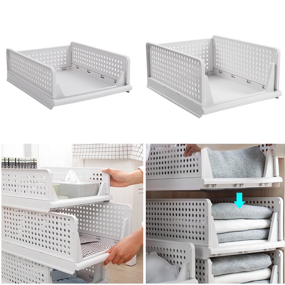 Stackable Wardrobe Drawer Tabletop Units Clothes Closet Storage Basket ...