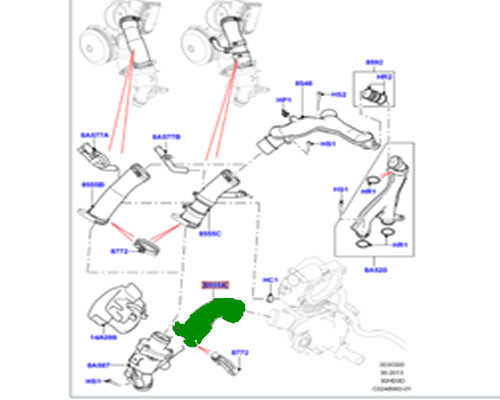 LAND ROVER WATER PUMP TO THERMOSTAT HOSE RANGE ROVER LR4 SPORT VELAR ...