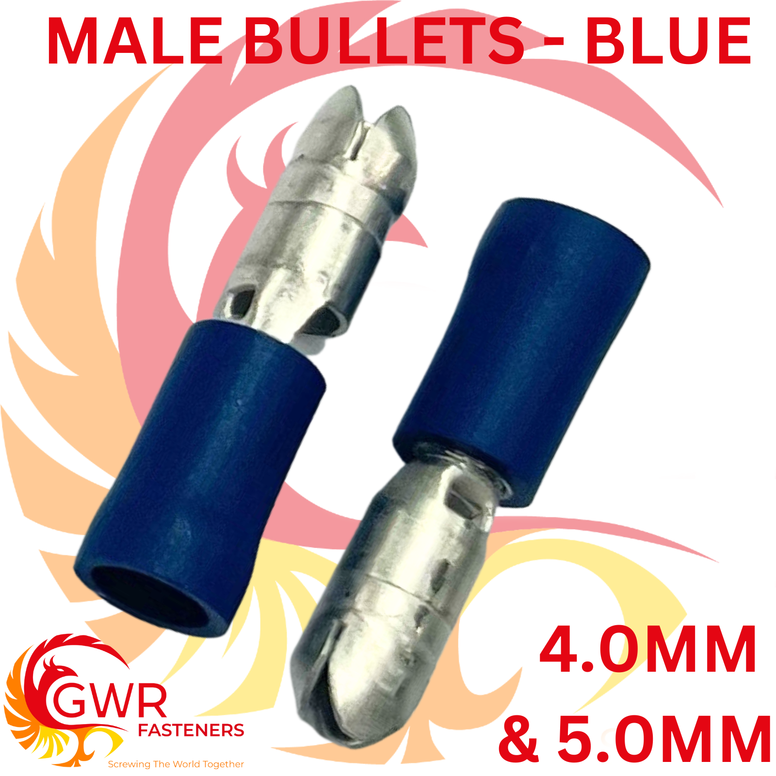 MALE BULLET ELECTRICAL TERMINALS RED BLUE YELLOW WIRE CRIMP CONNECTORS ...