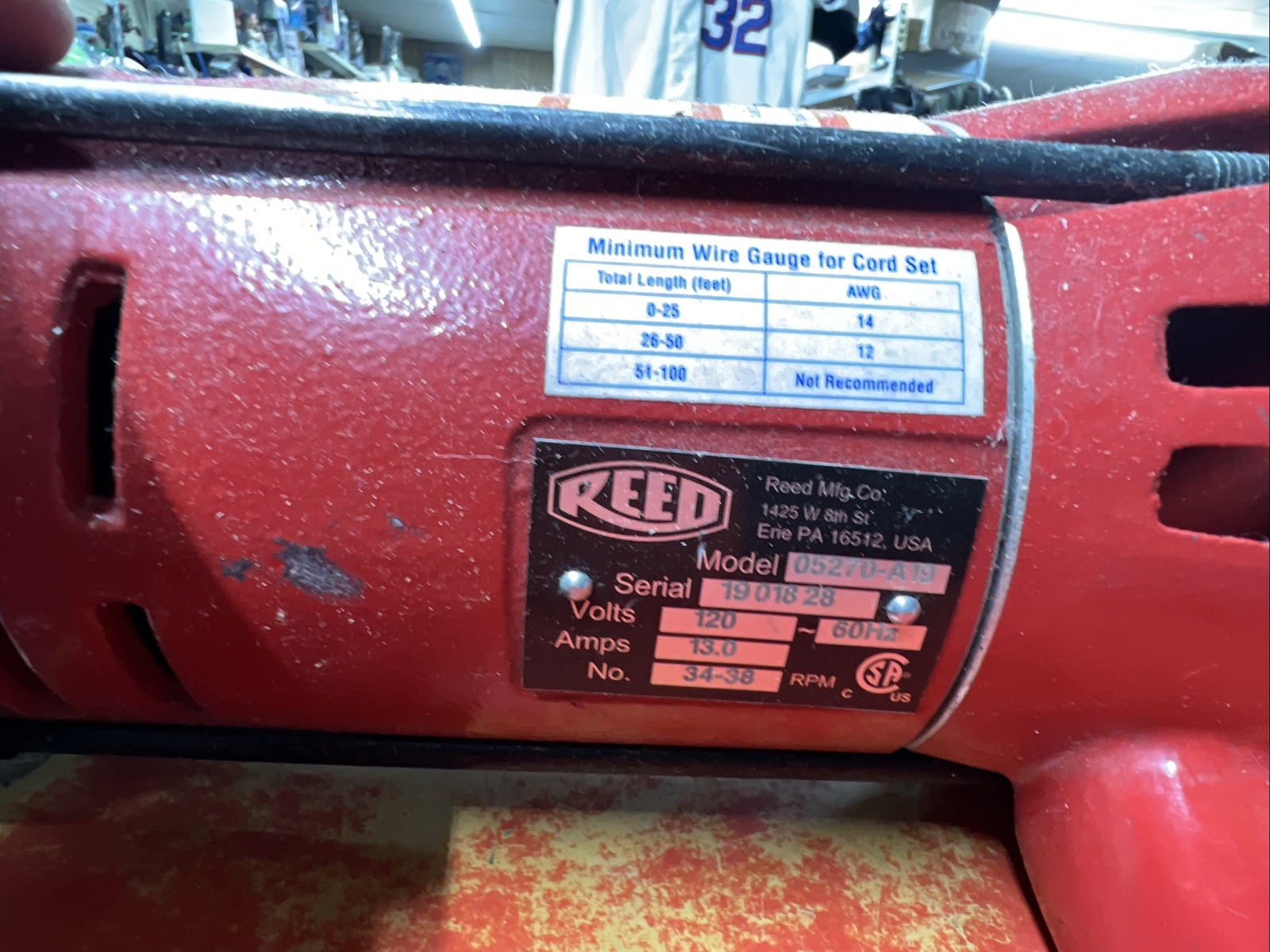 Reed 700PD Power Drive Portable Electric 115V 1/8"-2" 13 amp 34-38 rpm ...
