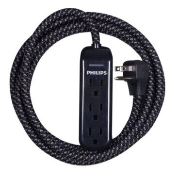 Phillips Extension Cord With Surge Protection, 8 Foot Braided Cord ...
