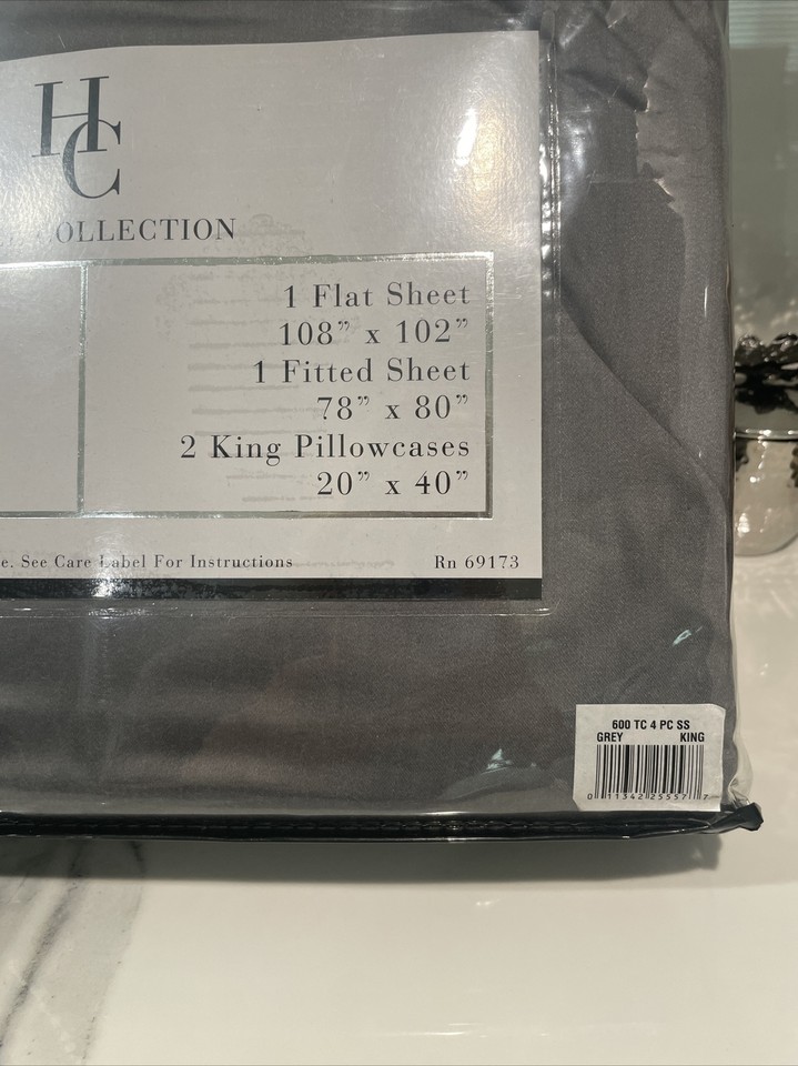 Hotel collection 600 TC King 4Pc Sheet Set Gray. Brand New! | eBay