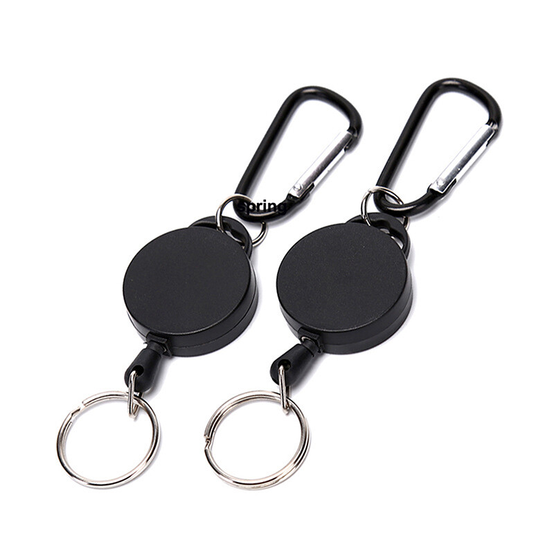 70cm Retractable Keyring Metal Wire Keychain Clip Pull Recoil Sporty ...