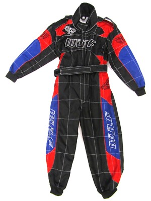 Wulfsport Kids blue red Motocross RACE SUIT OVERALLS ATV Quad Off Road ...