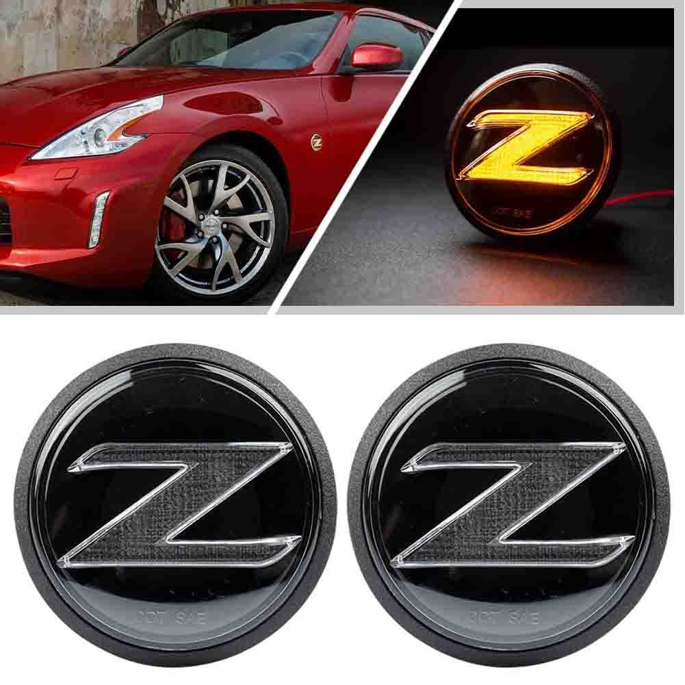 2pcs LED Fender Emblem Side Turn Signal Light for 09+ Nissan 370Z NISMO ...