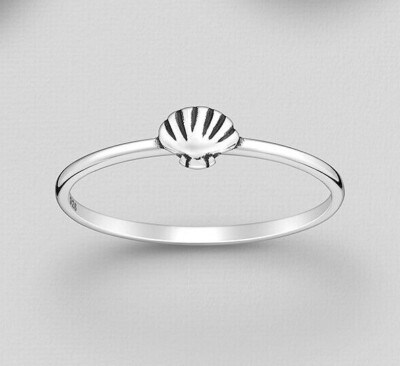 925 Sterling Silver Dainty Tiny Sea Shell Seashell Clam Shell Stacking ...