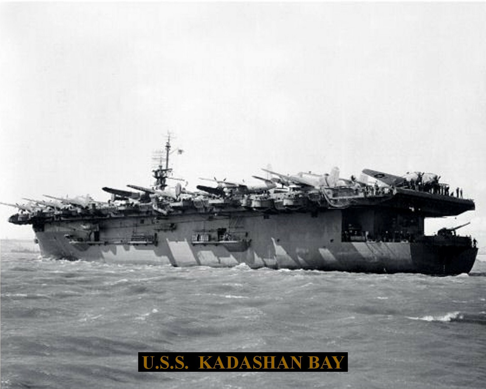 US NAVY AIRCRAFT CARRIER USS KADASHAN BAY CVE 76 8 X10 PHOTO WITH STATS ...