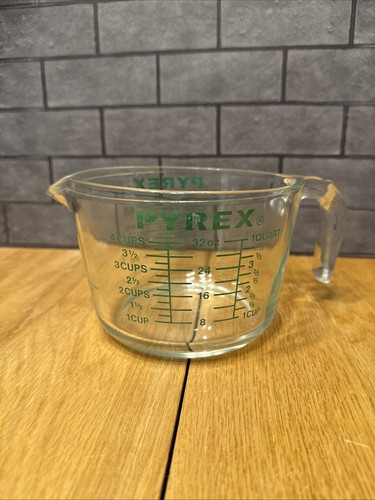 Vintage PYREX 532 4 Cups/1 Quart Green Lettering Glass Measuring Device ...