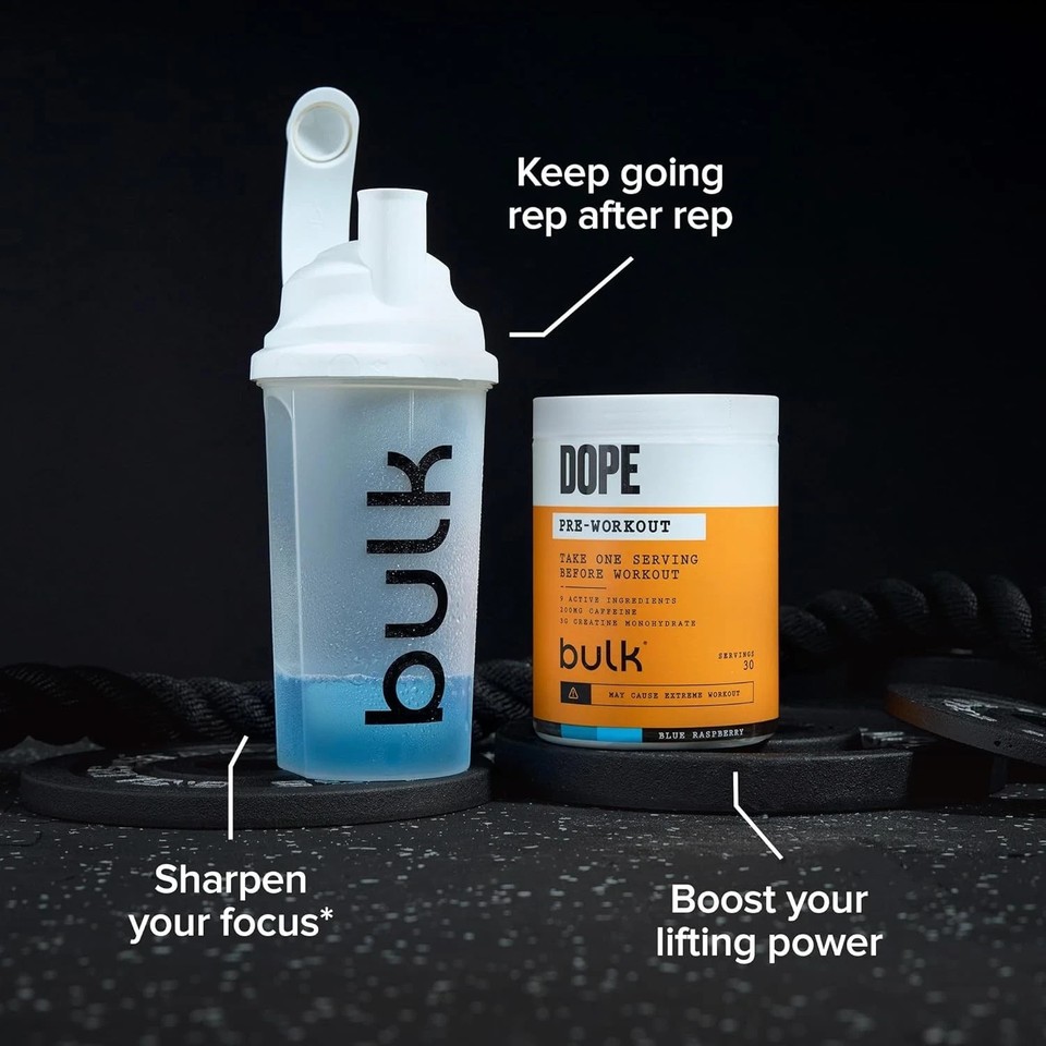Bulk Dope Pre-Workout Powder, Blue Raspberry, 3g Creatine per Serving ...
