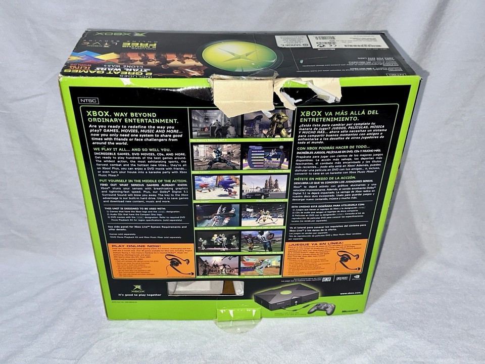Original Xbox Video Game Console with Controller Cables Box Works but ...