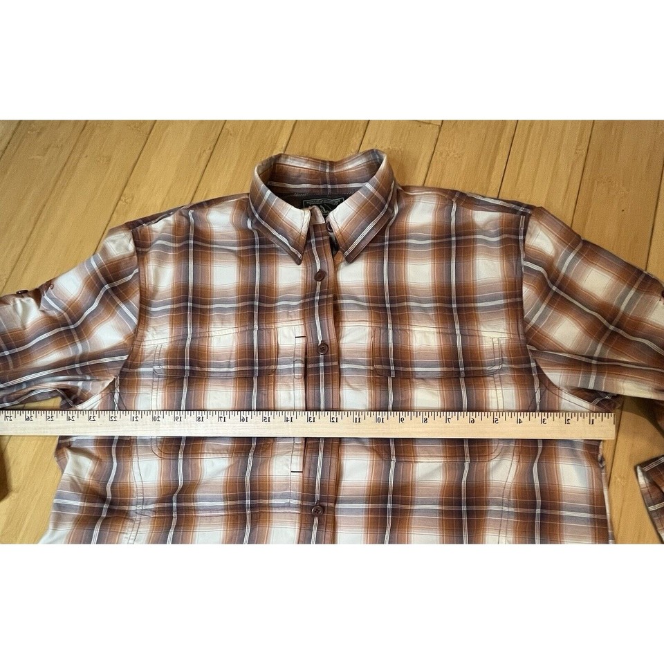 Woolrich Men's Brown Plaid Long Sleeve Button Down Shirt Sz L, Pockets ...