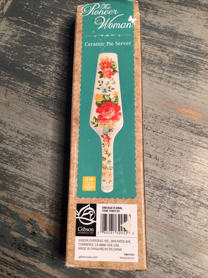 Pioneer Woman VINTAGE FLORAL Pie Cake Server Ceramic Pie Server Retired ...