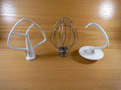 3 Pc KitchenAid Attachment Stand Mixer Dough Hook/Paddle/Whisk ...