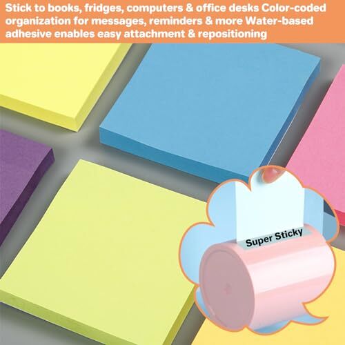 504 Sheets 3x3 Inch Colorful Sticky Notes Self-Stick Note Pads for ...