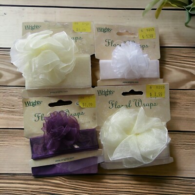 Vintage Lot of 4 Wright's Floral Ribbon Wraps for Crafts | eBay