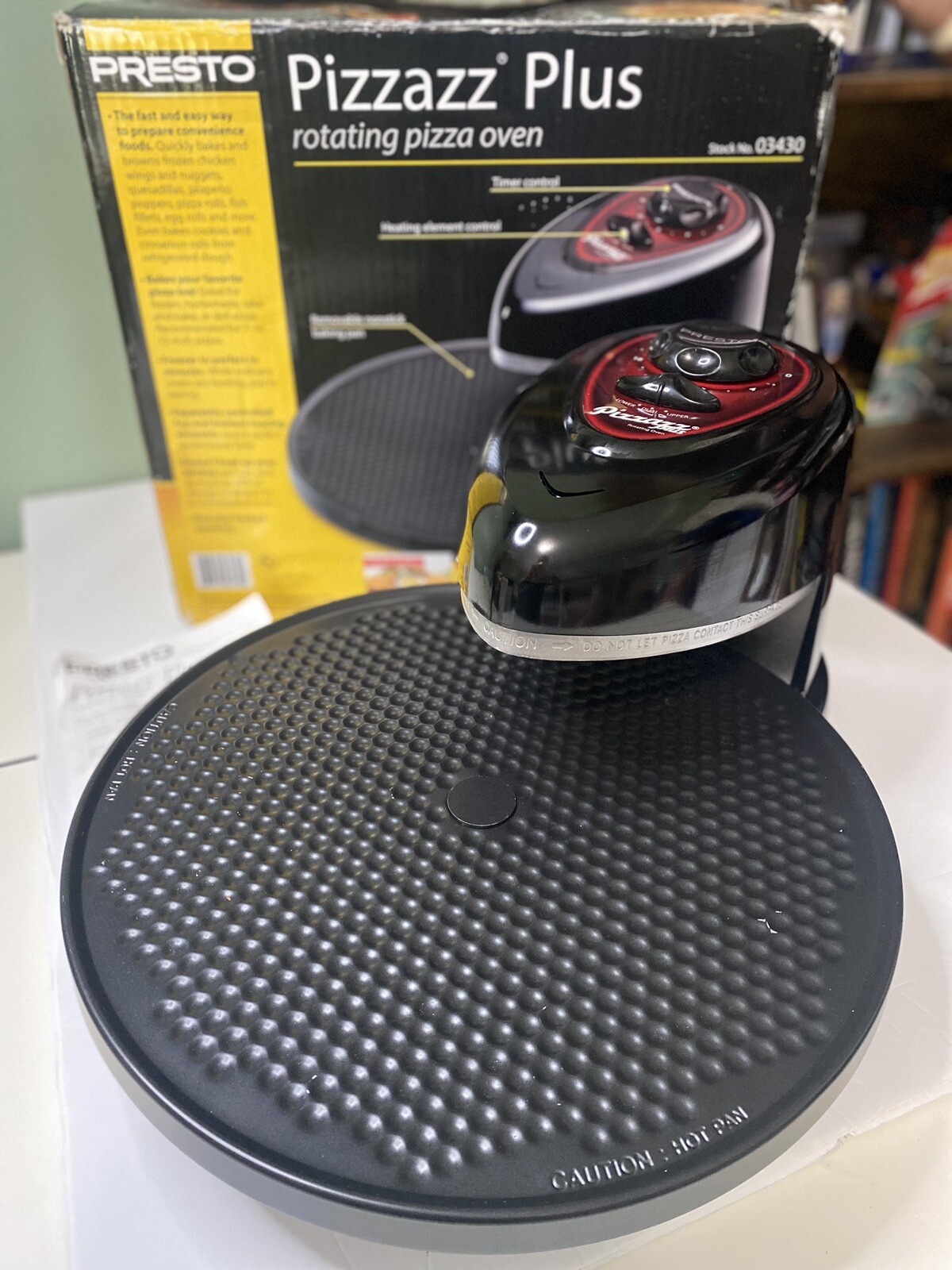 Presto Pizzazz Plus Rotating Pizza Oven Rolls Warmer Cooker Black 03430 ...