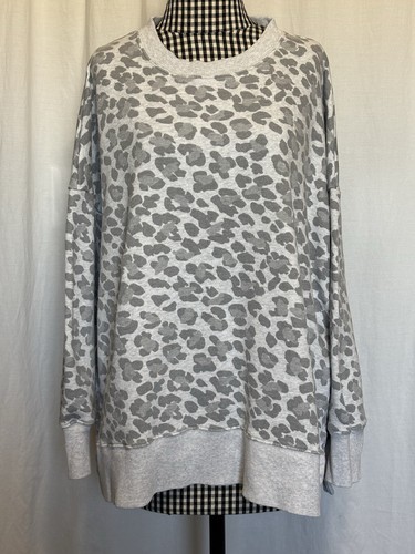 Aerie Leopard Print Side Slit Sweatshirt Womens Size XL Gray Animal | eBay